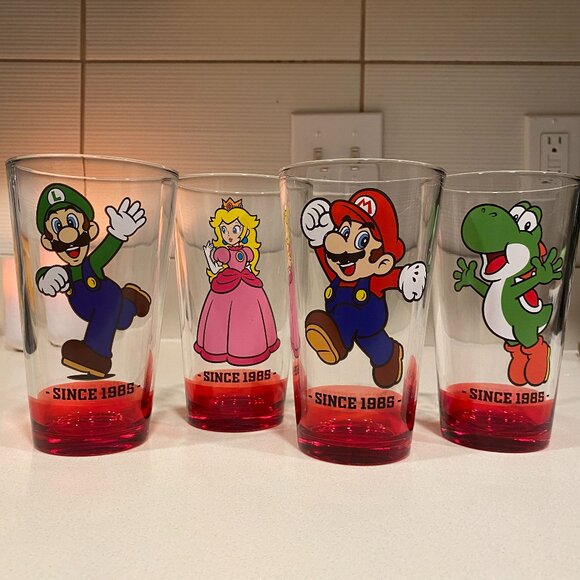 Nintendo | Kitchen | Nintendo Super Mario 6 Fl Oz Glass Set Luigi ...